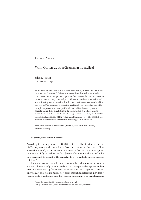 (PDF) Why Construction Grammar is radical