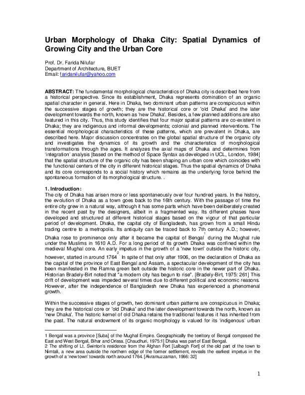 (PDF) Urban Morphology of Dhaka City: Spatial Dynamics of Growing City ...