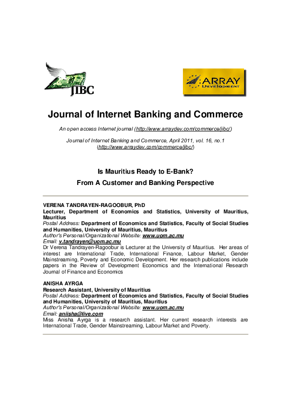 (PDF) Assessing Internet Banking Adoption in Mauritius