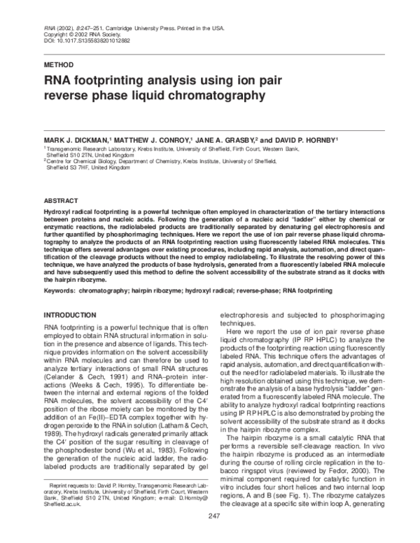 (PDF) RNA footprinting analysis using ion pair reverse phase liquid ...