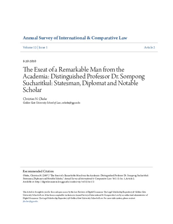 (PDF) The Exeat of a Remarkable Man from the Academia: Distinguished ...