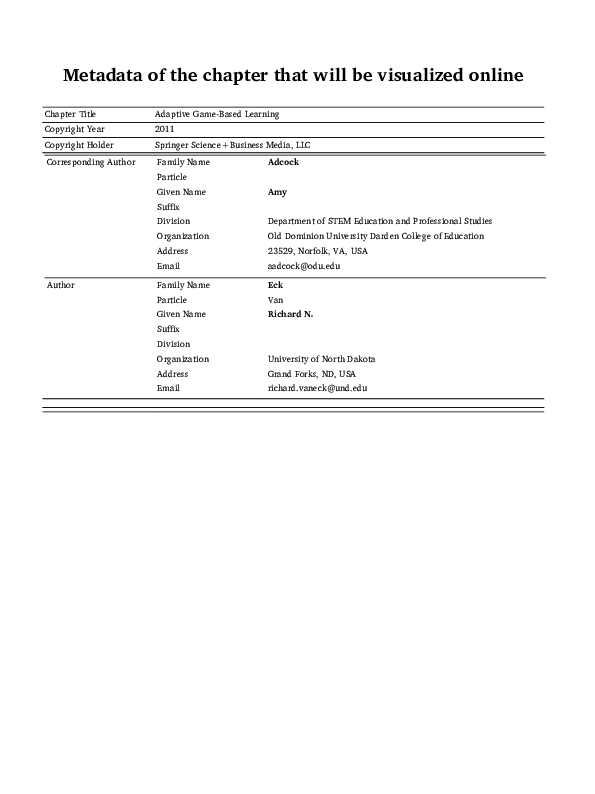 (PDF) Adaptive Game-Based Learning