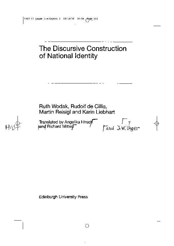 (PDF) The discursive construction of national identity
