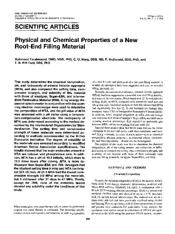 (PDF) Physical and chemical properties of a new root-end filling material