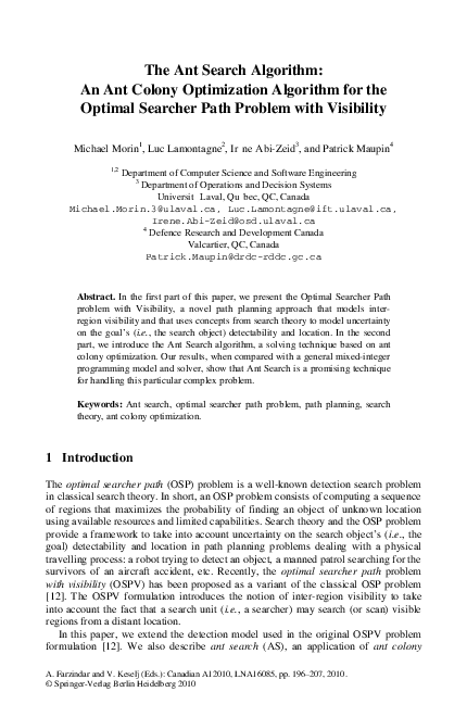 Pdf The Ant Search Algorithm An Ant Colony Optimization Algorithm
