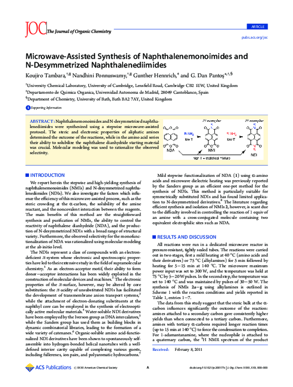 (PDF) ChemInform Abstract: Microwave‐Assisted Synthesis of Naphthalenemonoimides and N ...