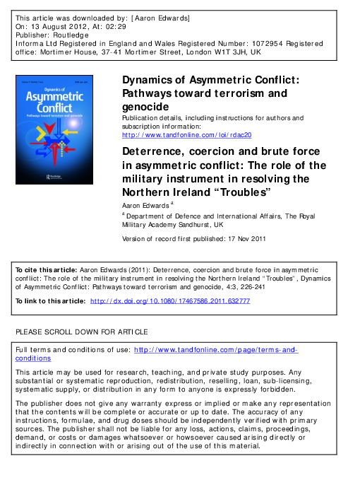 (PDF) Deterrence, coercion and brute force in asymmetric conflict: The ...