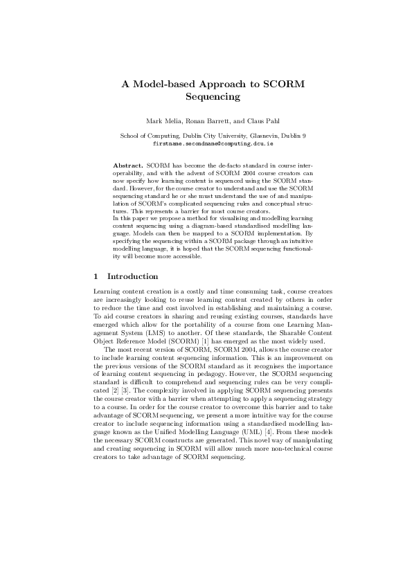 (PDF) A Model-Based Approach to SCORM Sequencing