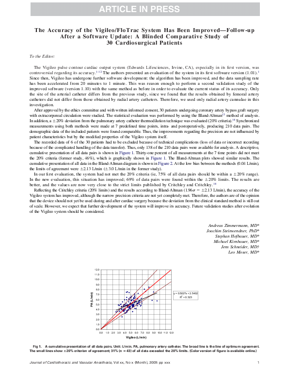 (PDF) The accuracy of the Vigileo/FloTrac system has been improved ...