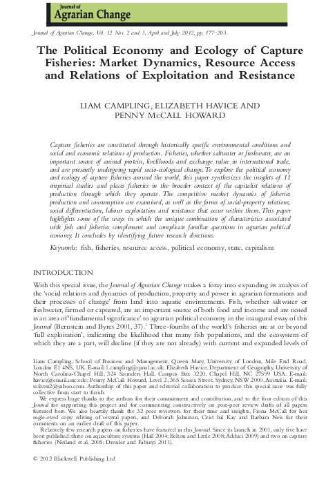 (PDF) Campling et al. 2012 The Political Economy and Ecology of Capture ...