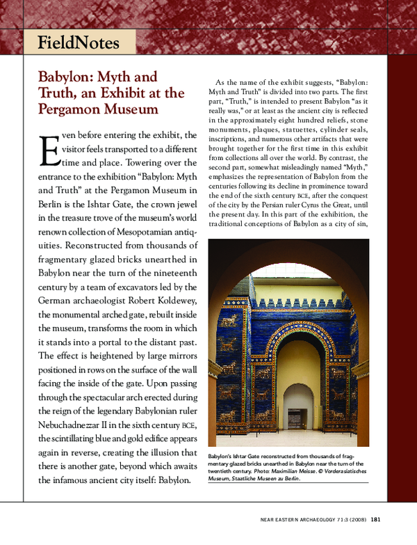 (PDF) Babylon: Myth and Truth, an Exhibit at the Pergamon Museum