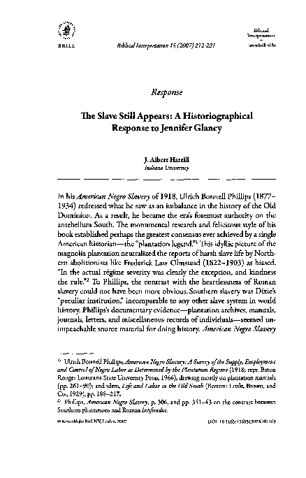 (PDF) The Slave Still Appears: A Historiographical Response to Jennifer ...