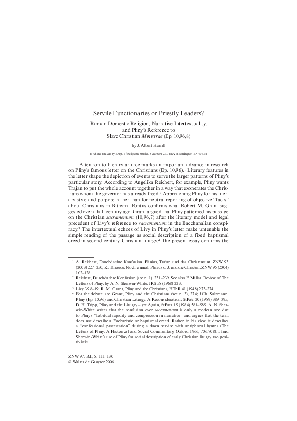 (PDF) Servile Functionaries or Priestly Leaders? Roman Domestic ...