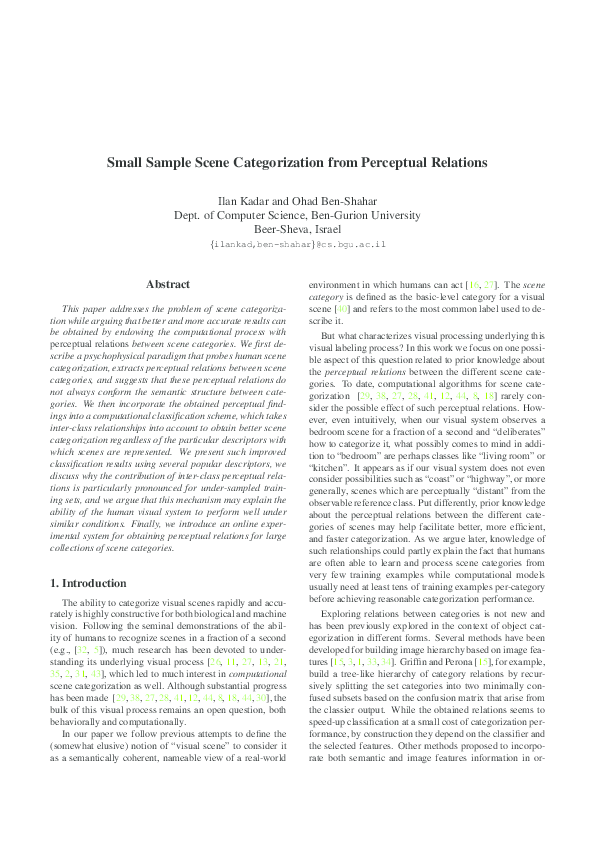 Pdf Small Sample Scene Categorization From Perceptual Relations