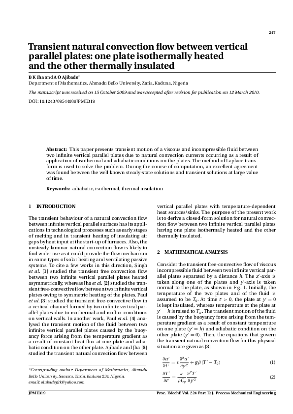 Pdf Transient Natural Convection Flow Between Vertical Parallel