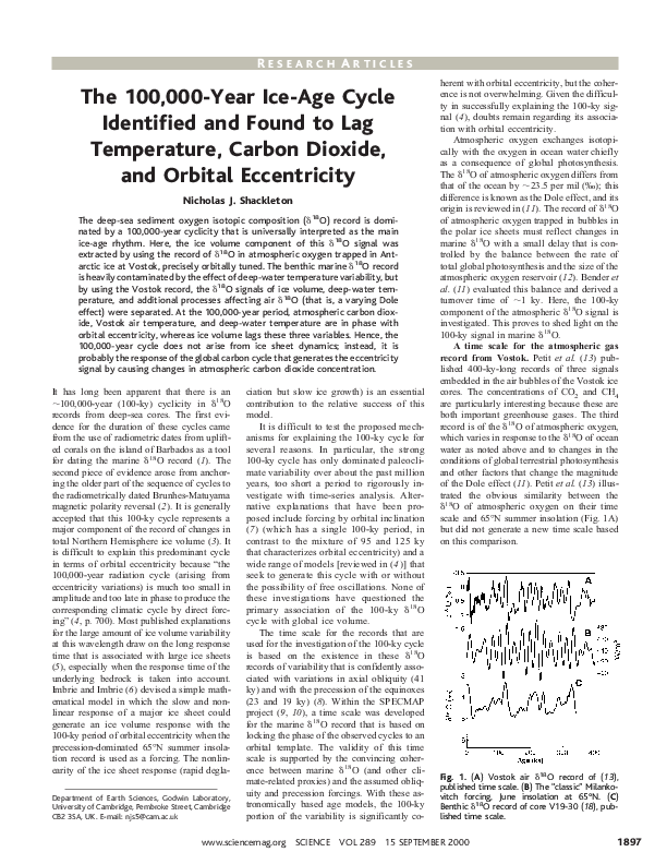 (PDF) The 100,000-year ice-age cycle identified and found to lag ...
