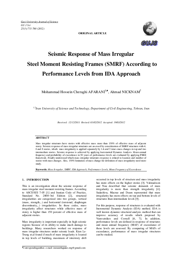 (PDF) Seismic Response of Mass Irregular Steel Moment Resisting Frames ...