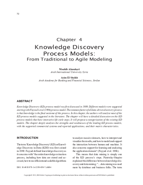 (PDF) Knowledge Discovery Process Models: From Traditional to Agile Modeling