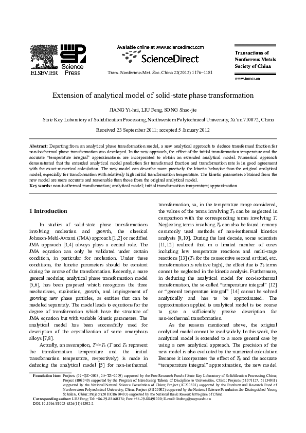 (PDF) Extension of analytical model of solid-state phase transformation