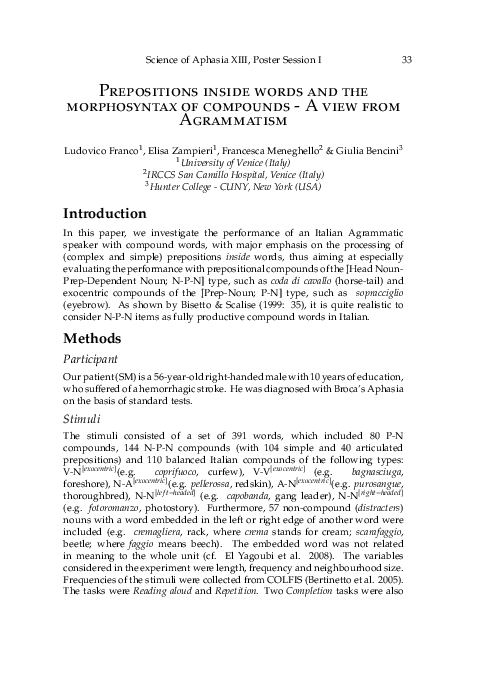 (PDF) Prepositions inside words and the morphosyntax of compounds - A ...
