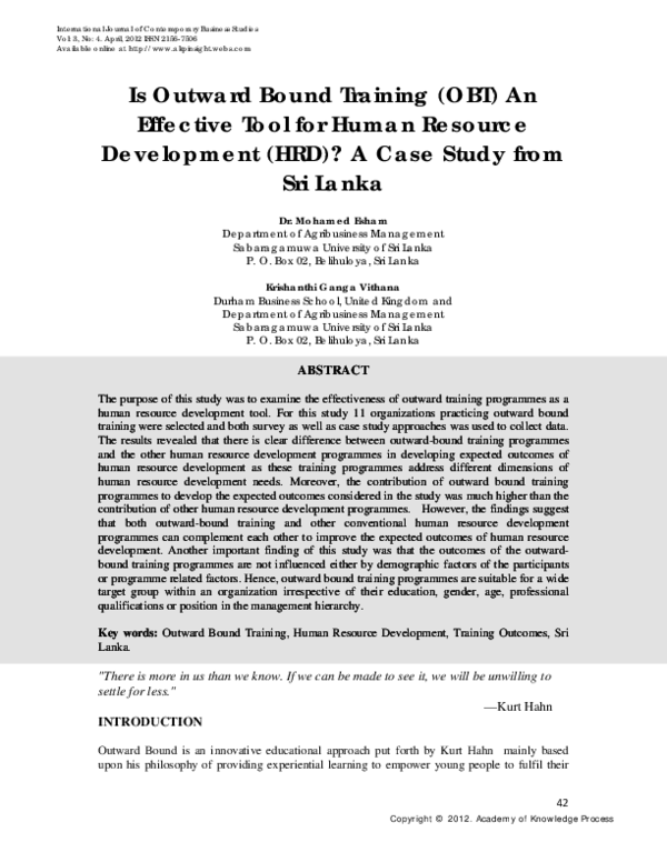 (PDF) Is Outward Bound Training (OBT) An Effective Tool for Human ...