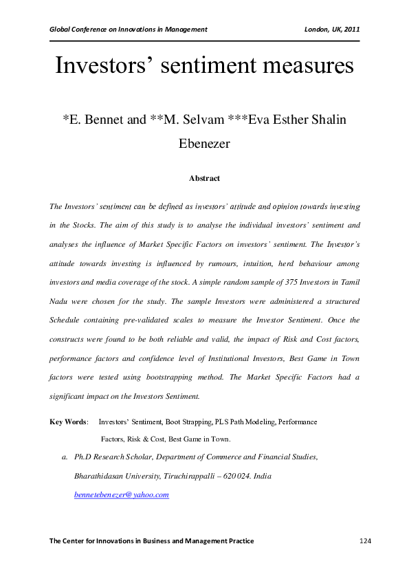 (PDF) Investors’ sentiment measures