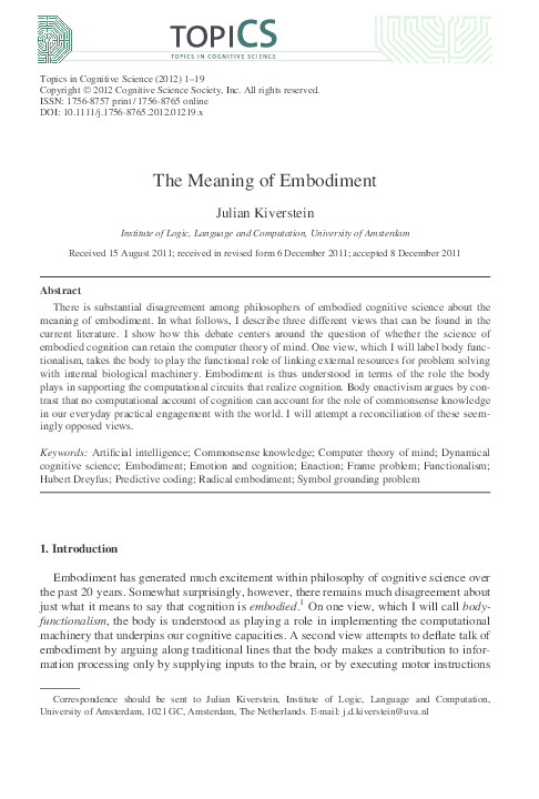 (PDF) The Meaning of Embodiment
