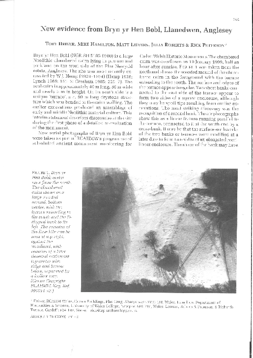 (PDF) New evidence from Bryn yr Hen Bobl, Llanedwen, Anglesey