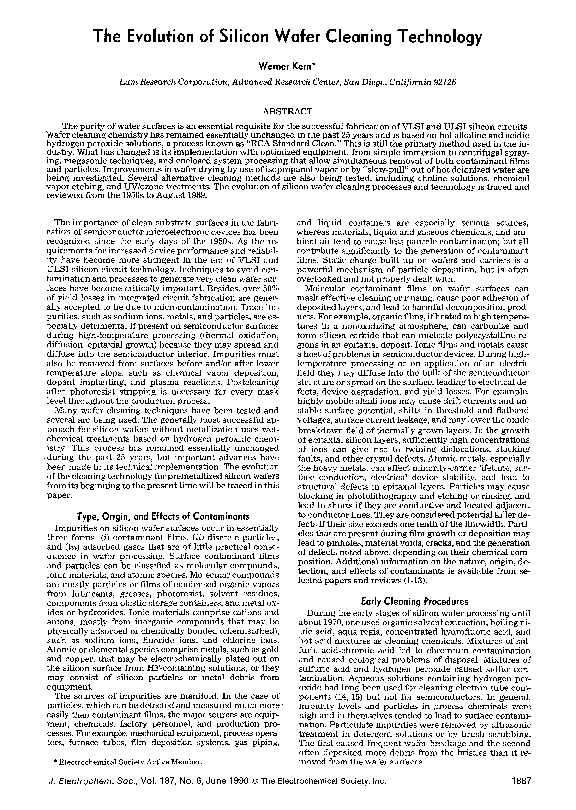 (PDF) The evolution of silicon wafer cleaning technology
