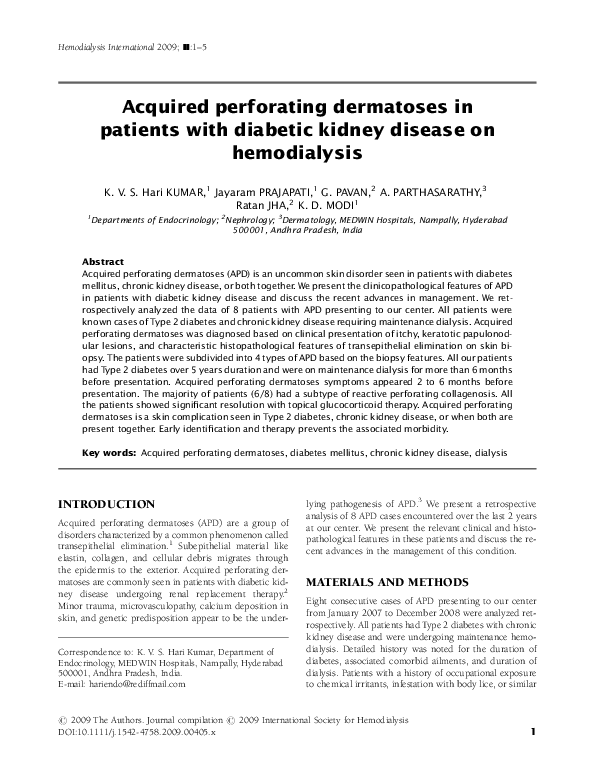 (PDF) Acquired perforating dermatoses in patients with diabetic kidney ...