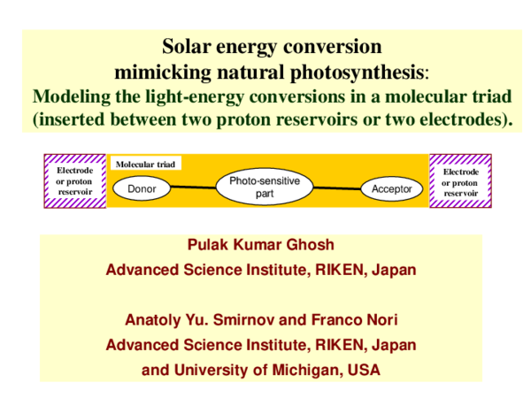 (PPT) Solar energy conversion mimicking natural photosynthesis ...