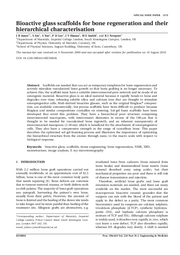 (PDF) Bioactive glass scaffolds for bone regeneration and their ...