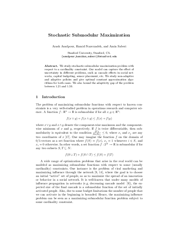 Pdf Stochastic Submodular Maximization