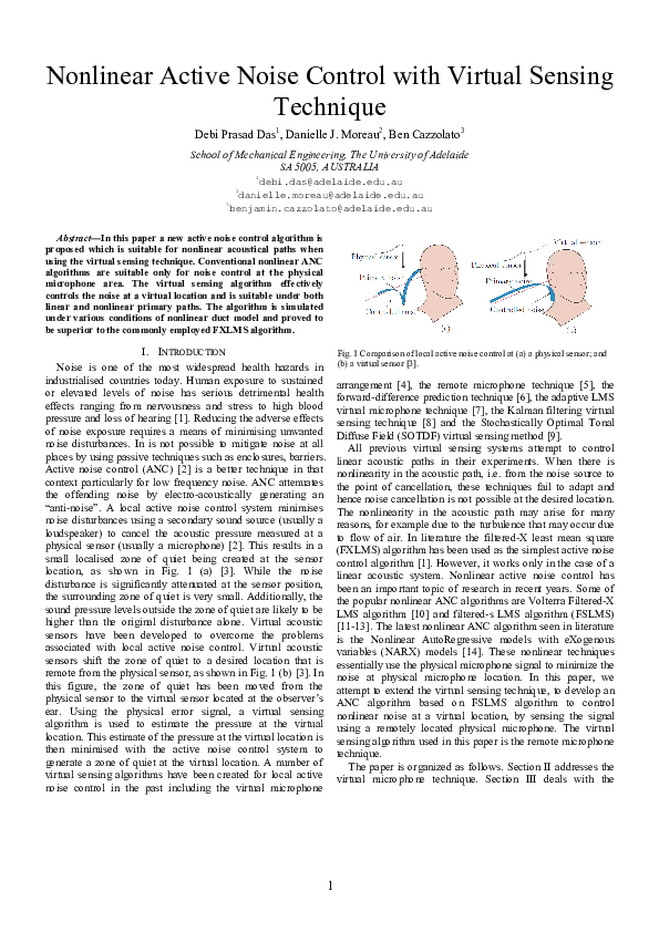 (PDF) Nonlinear active noise control with virtual sensing technique