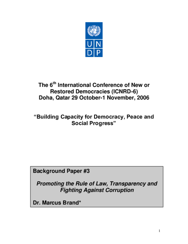 (PDF) Promoting the Rule of Law, Transparency and Fighting Against ...