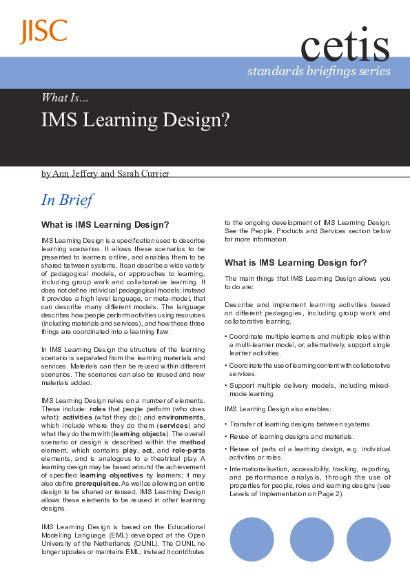 (PDF) What Is IMS Learning Design