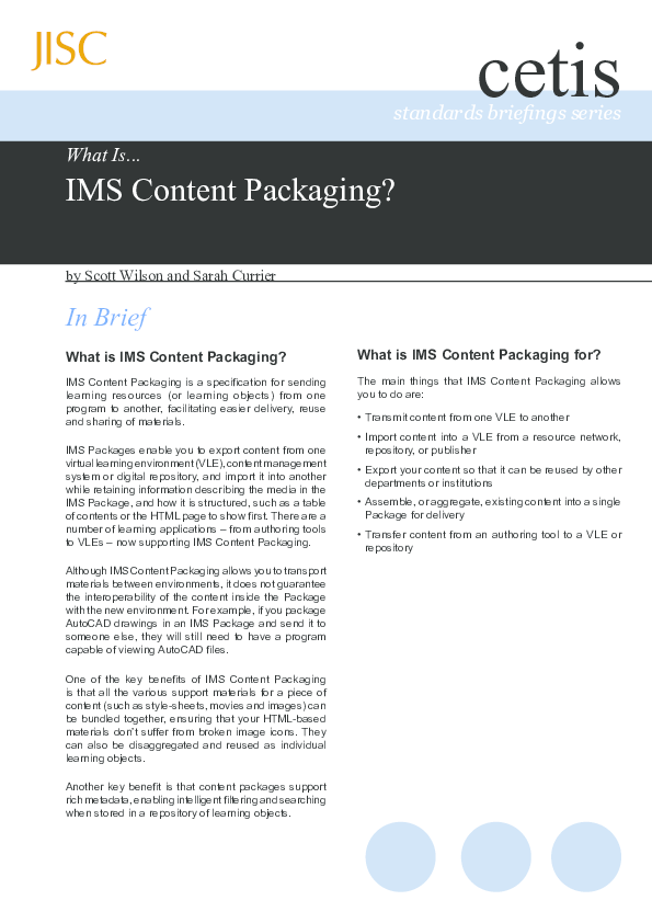 (PDF) What is IMS Content Packaging