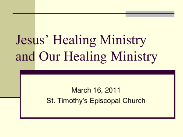(PPT) Jesus' Healing Ministry and our Healing Ministry