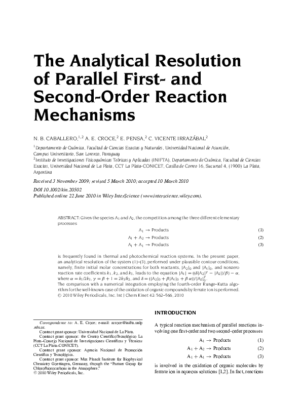 Pdf The Analytical Resolution Of Parallel First And Second Order