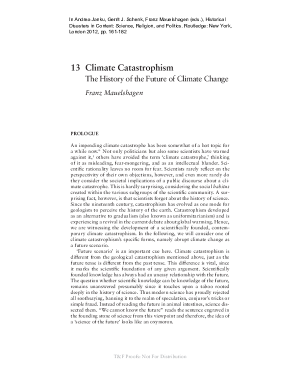 (PDF) Climate Catastrophism: The History of the Future of Climate Change