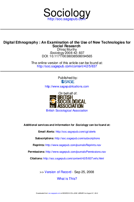 (PDF) Digital Ethnography: An Examination of the Use of New ...