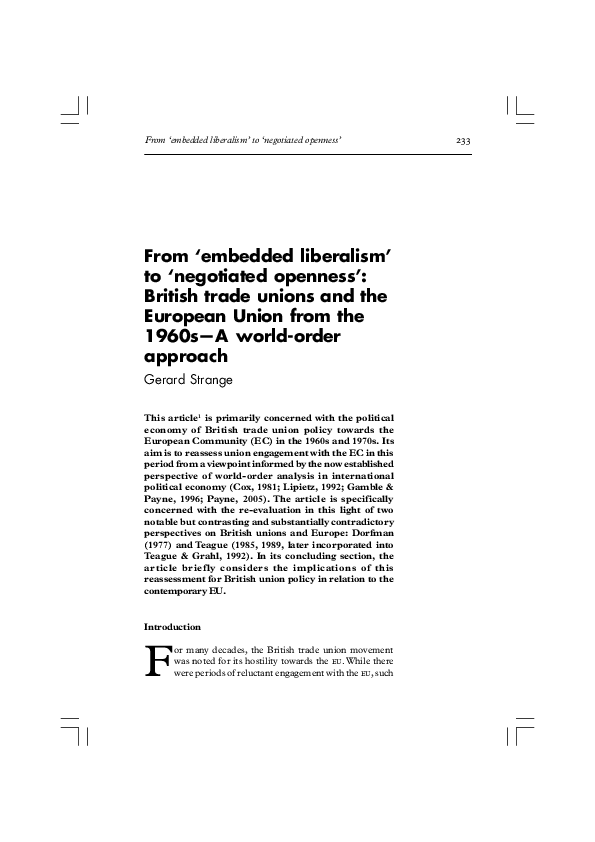 (PDF) From 'Embedded Liberalism' to 'Negotiated Openness': British ...