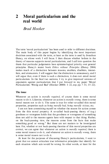 (PDF) Moral Particularism and the Real World