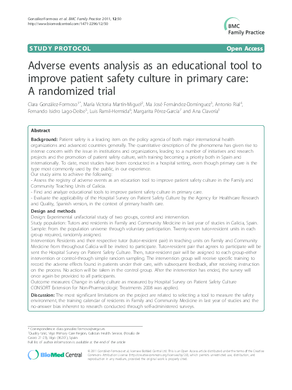 (PDF) Adverse events analysis as an educational tool to improve patient ...