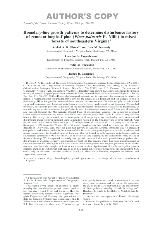 (PDF) Boudary-line growth patterns to determine disturbance history of ...