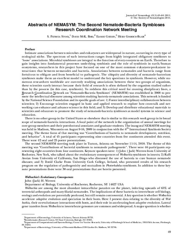(PDF) Abstracts of NEMASYM: The Second Nematode-Bacteria Symbioses ...