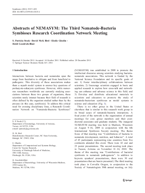 (PDF) Abstracts of NEMASYM: The Third Nematode-Bacteria Symbioses ...