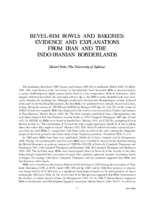 (PDF) Potts 2009 - Bevel-rim bowls and bakeries: Evidence and ...