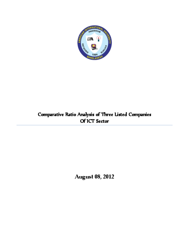 (DOC) Comparative Ratio Analysis of Three Listed Companies of ICT Sector