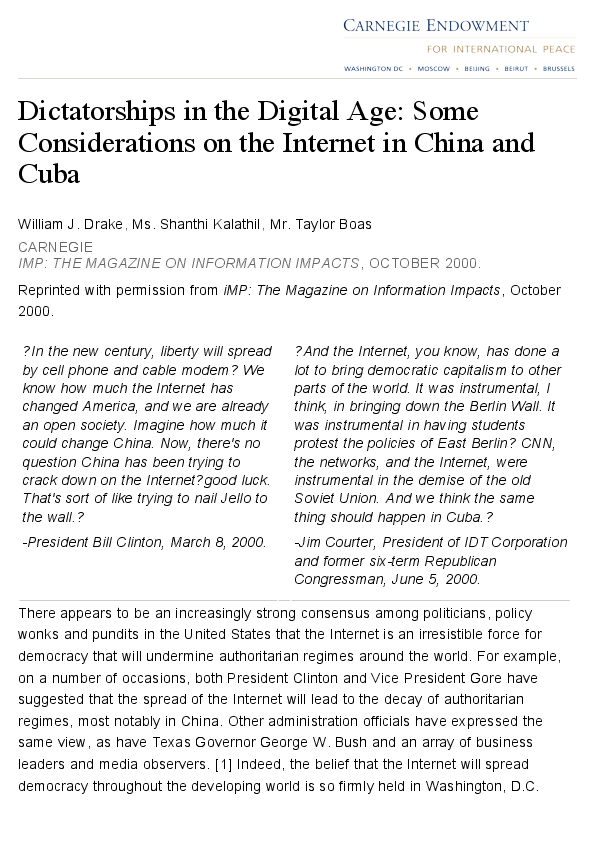 (PDF) William J. Drake, Shanthi Kalathil, and Taylor C. Boas. 2000 ...